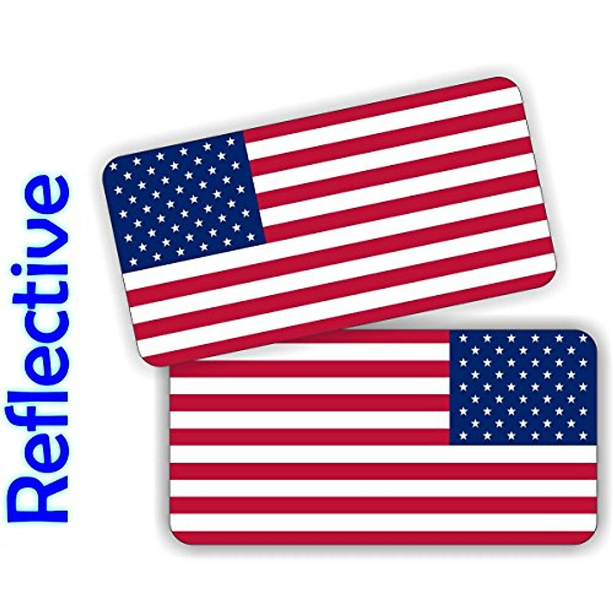 (Pair) REFLECTIVE American Flags Hard Hat Stickers | Flag Motorcycle Helmet Decals | Vinyl Labels Toolbox Lunchbox Old Glory Laptop Notebook Patriotic