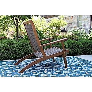 Outdoor Interiors 21250 Driftwood Wicker & Eucalyptus Lounger Lounge Chair, Drifwood Grey