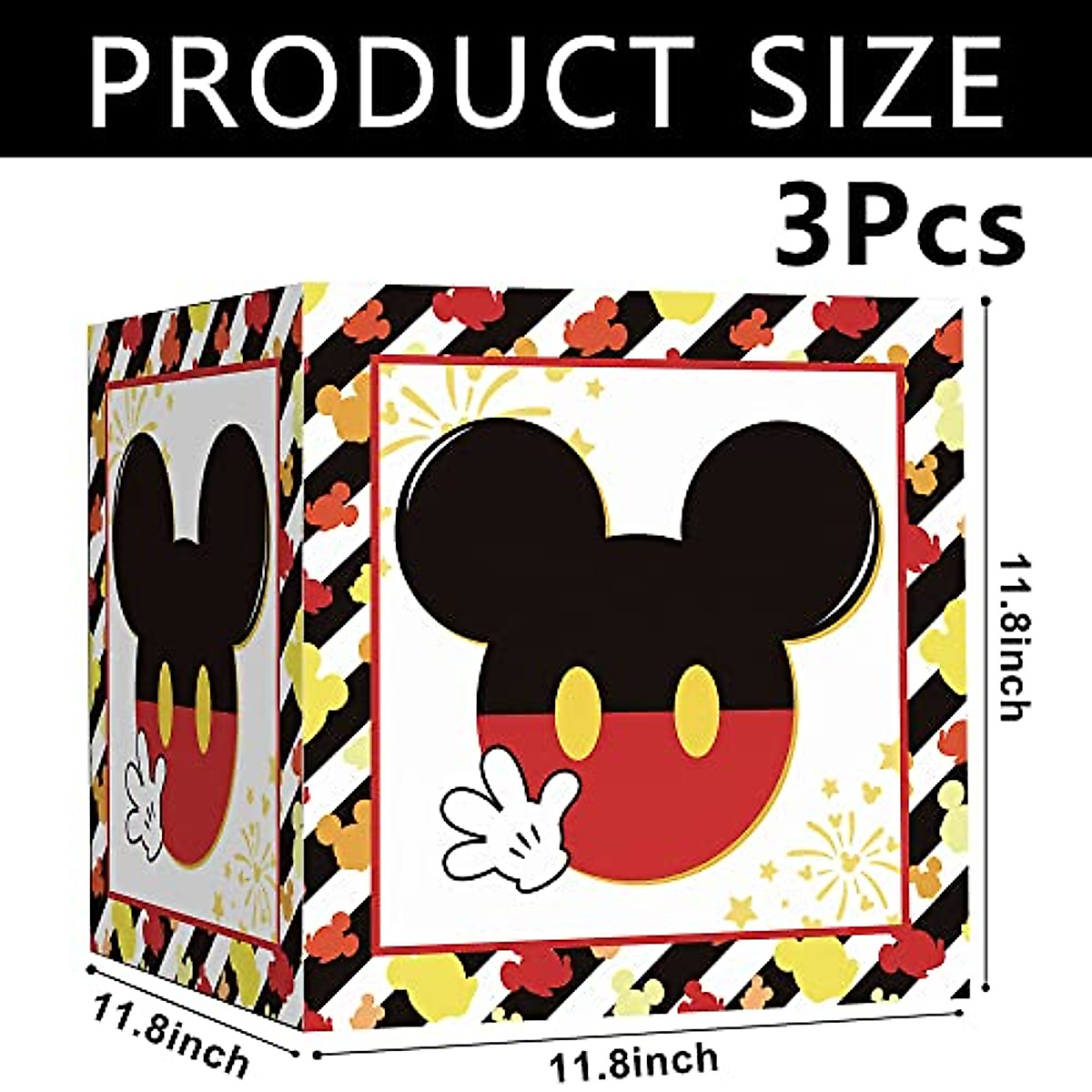 Black Yellow Mouse 2nd Birthday Party Decorations Balloon Boxes, 3Pcs Black Yellow Mouse Cartoon Theme Birthday Balloon Boxes,for Boy Two Years Old Birthday Party Decorations Supplies