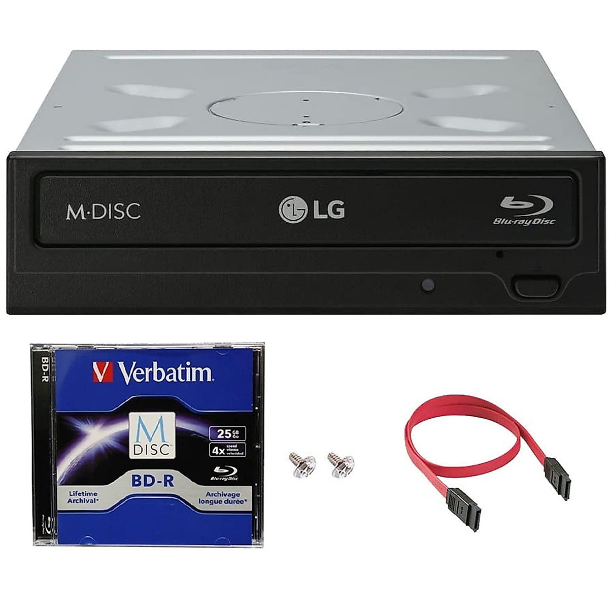 LG WH16NS40 16X Blu-ray BDXL DVD CD Internal Burner Drive Bundle with Free 25GB M-DISC BD + SATA Cable + Mounting Screws