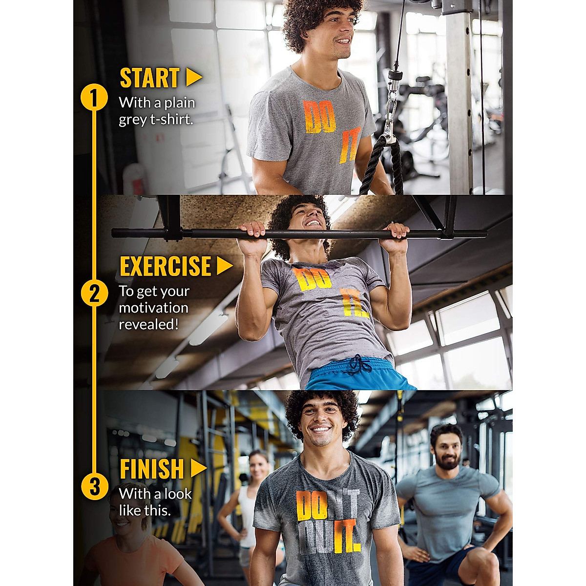 Actizio Men's Workout Shirt Cotton Fabric T-Shirt Short Sleeve Sweat Activated Motivational Exercise Gym Athletic Fit Moisture Wicking Fitness Shirt - Do It - Don't Quit (Size S)