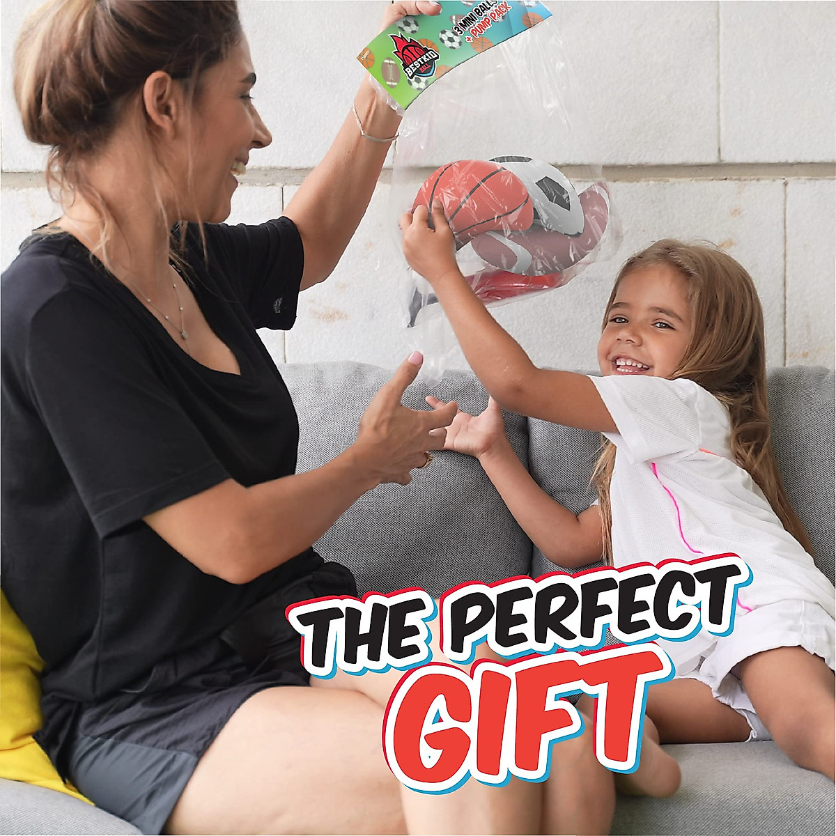 BESTKID BALL Indoor 3 Mini Balls Set - Inflatable Small Basketball Soccer Ball Football - Included Pump and Needle - Rubber Material - Ideal Gifts for Toddlers Kids Boys Girls 6 inch (Original)