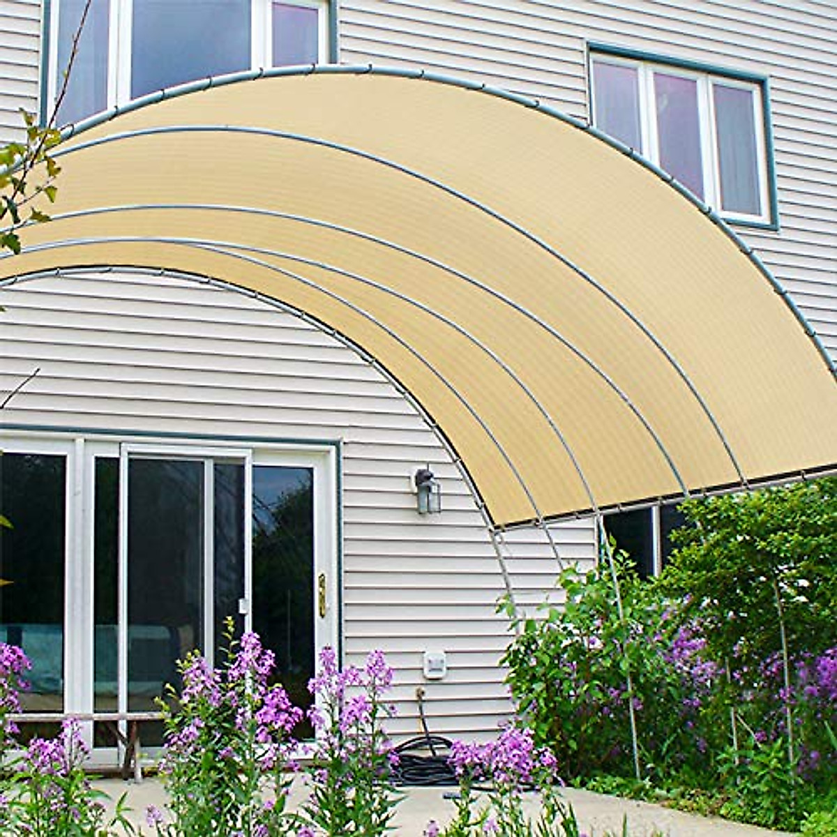 TANG Sunshades Depot 5'x10' Beige Waterproof 480 GSM Customize Order Sun Shade Sail Straight Edge for Patio Awning Garden Pergola Gazebo Backyard Deck Outdoor Facility