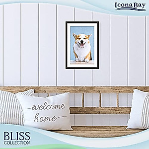 Icona Bay 11x17 Black Picture Frame Fits 16x10 Photos with Mat to 9x14 Image, Modern Style Wood Composite Poster Frame, Wall Mount Only, Bliss Collection