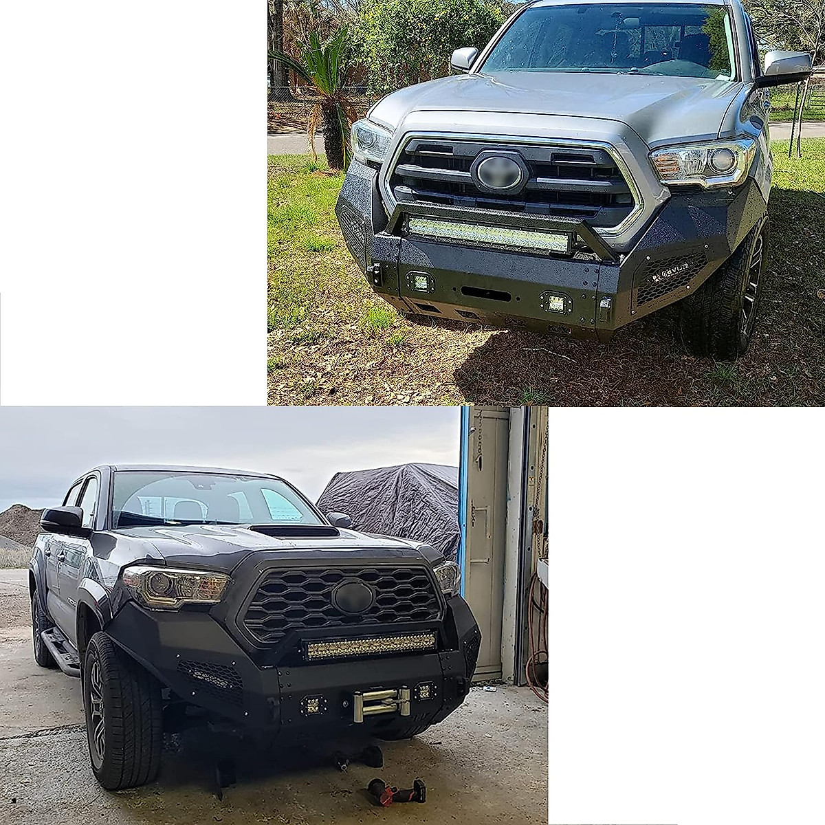 LUYWTE Fit 2016-2023 Tacoma Steel Front and Rear Bumper With Winch Plate&Tire Carrier&LED Lights（Black Texture）