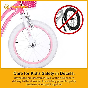 Royalbaby Stargirl Kids Girls Bike Bicycle with Basket Training Wheels Kickstand 16 Inch Pink