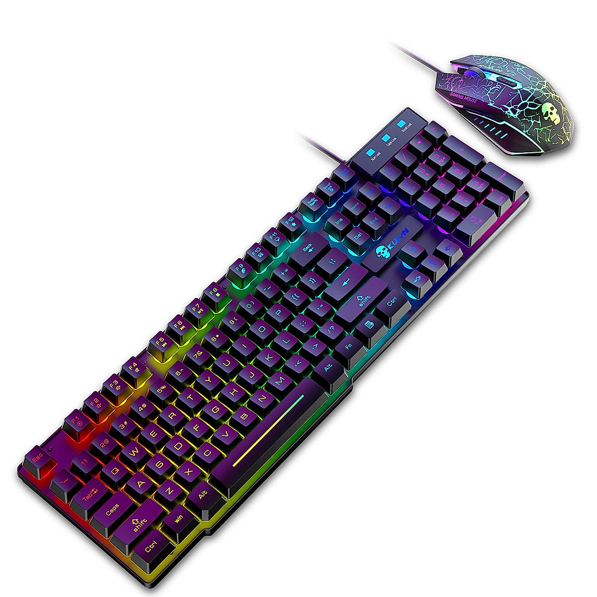 Gaming Keyboard, USB Wired Mechanical Feeling Keyboard with RGB Backlit Gaming Keyboard Waterproof 104Keys for PC Computer Gamer Overwatch Dota for Desktop, Computer, PC