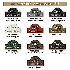 Whitehall™ Personalized Cast Metal Address Plaque with Arch Top. Made in the USA. BEWARE OF IMPORT IMITATIONS. Display Your Address and Street Name. Custom House Number Sign. Wall Mounted Sign.