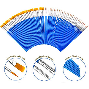 65Pcs Paint Brushes Tray Palettes Set,60pcs Flat Paint Brushes 5 PCS Round Paint Pallets,Small Paint Brushes Bulk Acrylic Oil Watercolor Artist Painting Brushes for Classroom Crafts Party Painting