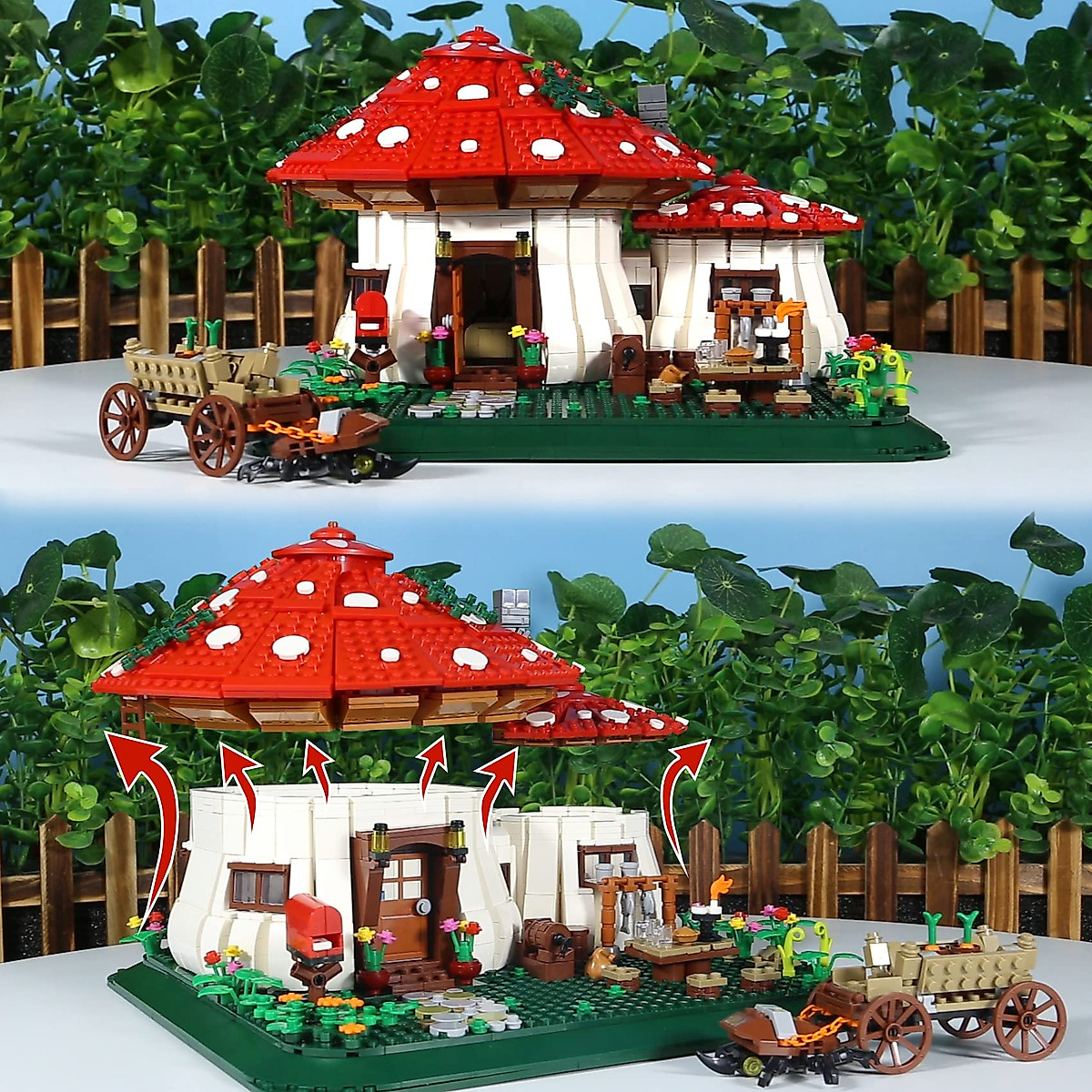 SAMYBLOCKS Mushroom House Building Blocks Sets(2233PCS),Creative Ideals Treehouse Building Blocks, Best Gift for 6+ Boys, Girls or Adults
