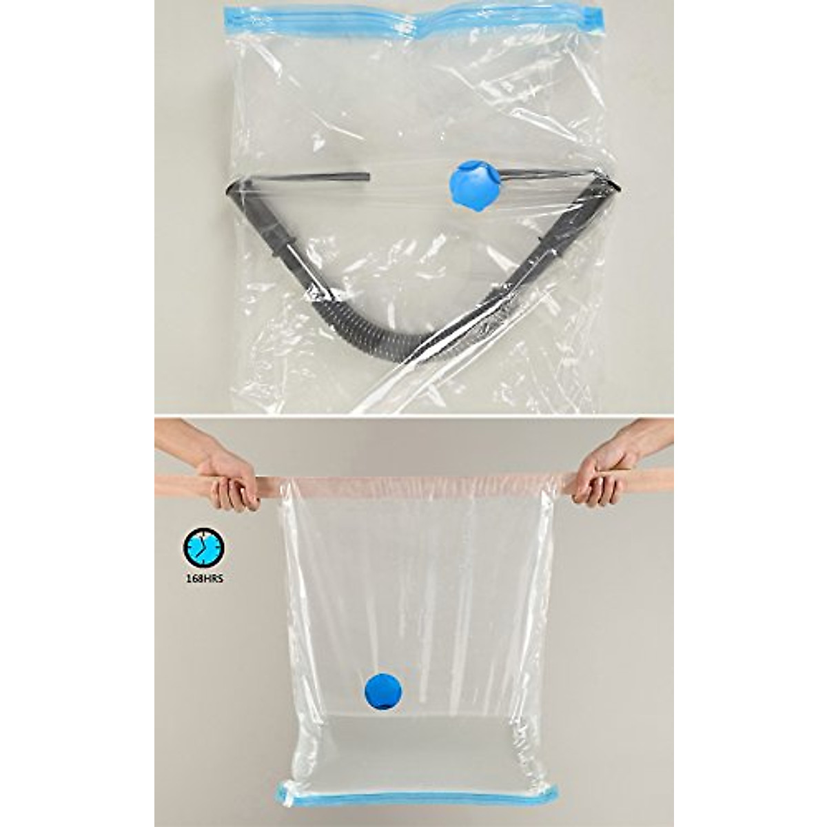 (2 x Extra Large, Large & Jumbo) Vacuum Storage Space Saver Compression Plastic Organizer Slider Sealable Bags Sealing for Clothes, Comforter, Garment, Clothing (Free Hand Pump for Travel) 6 Pack