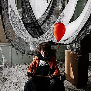 Alpurple 12 Pcs Halloween Creepy Cloth- 30 x 72 Inch Scary Spooky Cloth Creepy Gauze- Freaky Loose Weave Creepy Cloth Fabric Scary Spooky for Halloween Party Decoration (6 Black + 6 White)