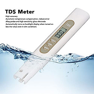 Pen Type TDS Meter, High Sensitivity Water Purity Tester 3 Key Water Electrolyzer Tester Portable Testing Kit with Backlit