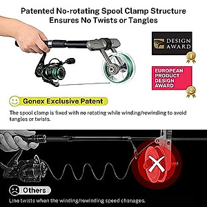 Gonex Fishing Line Spooler with Unwinding Function Installation-Free Fishing line Winder Spooler for Spinning Reel Cast Reel and Spincast Reel Spool Spooling Station System