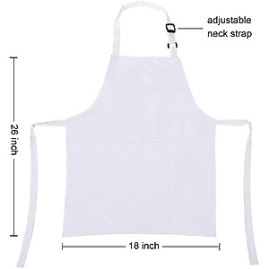 MissOwl 8 Pcs Waterproof Kids Apron with Pockets Chef Artists Child Bib Cooking Baking Painting for Boys and Girls White