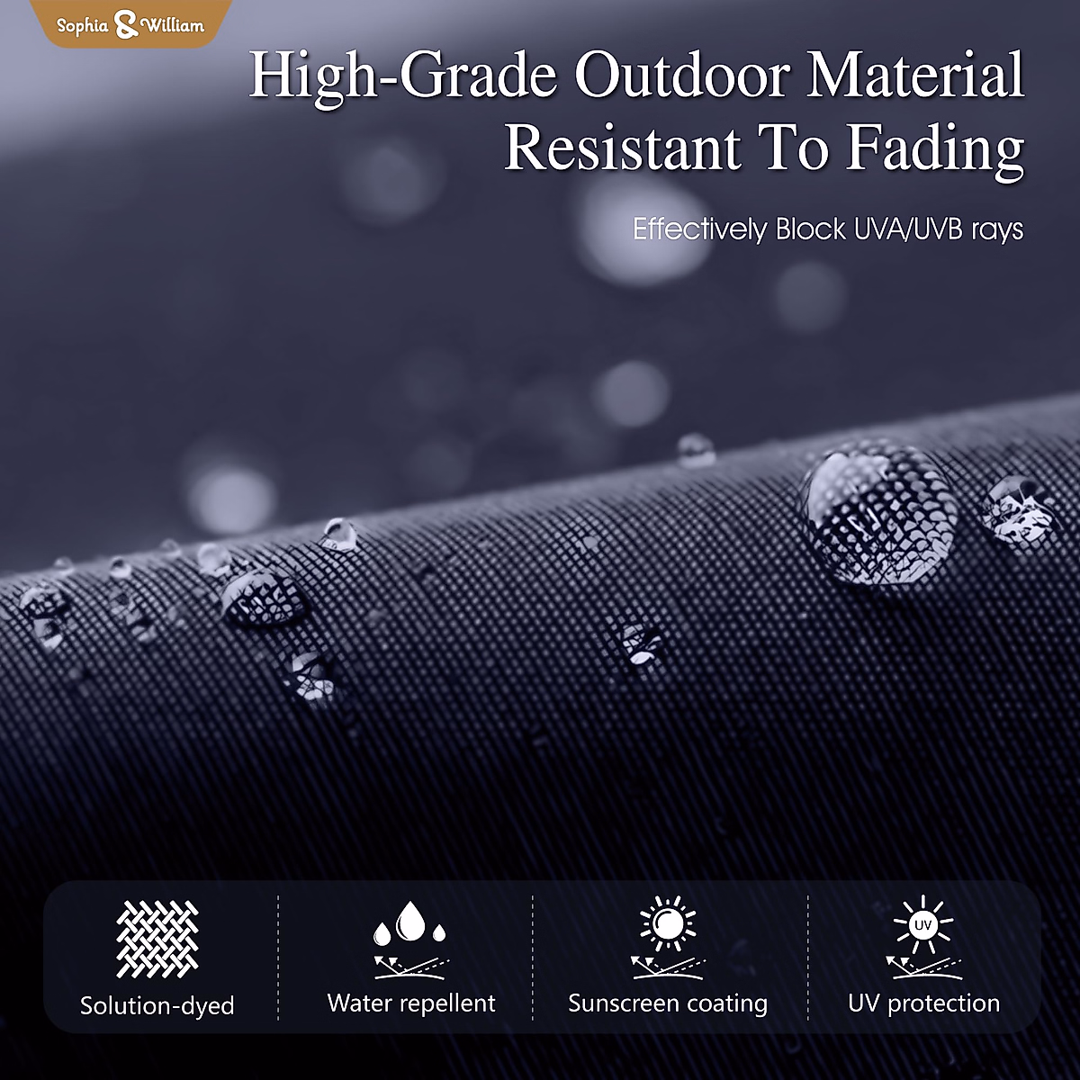 Sophia & William 13ft Patio Umbrella with Crank Lift, Large Outdoor Double-sided Umbrella with 120 LED lights, Perfect for Deck, Pool, Garden, Navy Blue