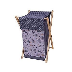 Bacati Woodlands Grey/Beige Neutral Cotton Hamper, Beige/Grey