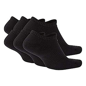 Nike Everyday Plus Cotton Cushioned Crew Socks (6 Pair) (Black - No Show, Large)