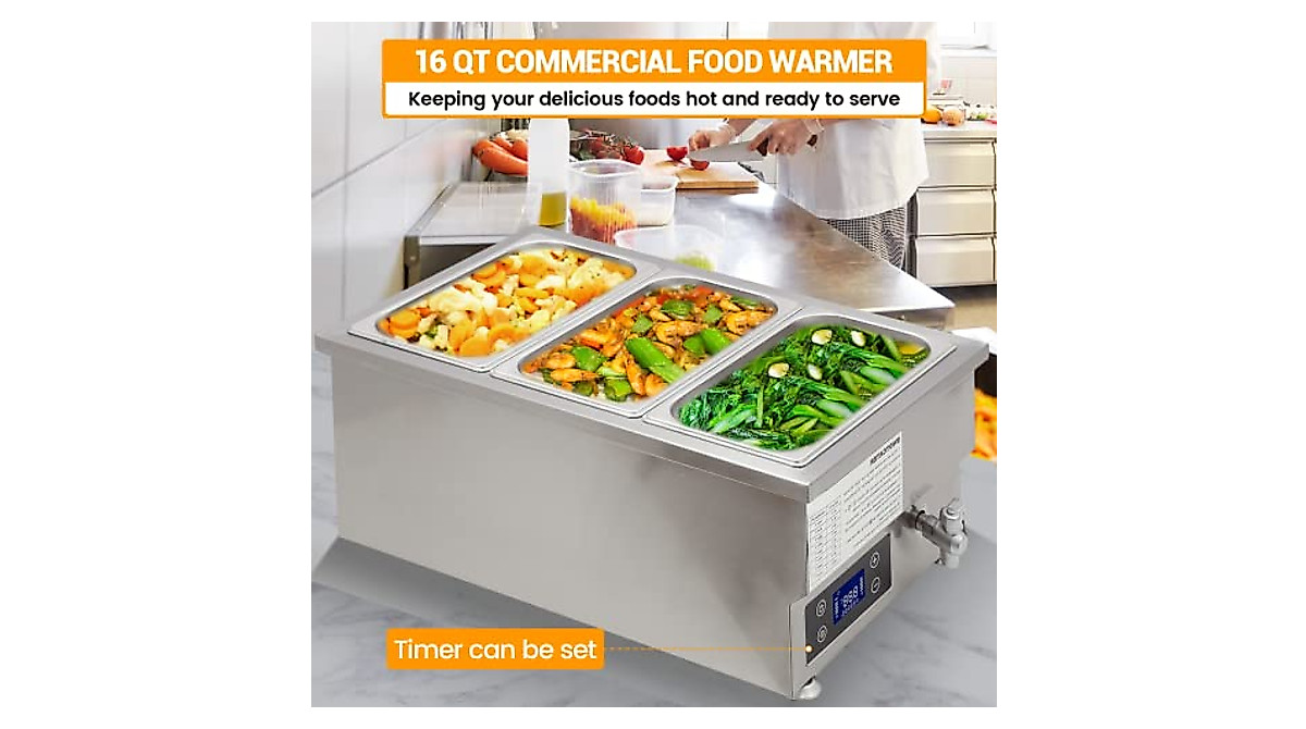 SWOTCATER 3-Pan Food Warmer - Digital Display 2000W