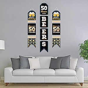 Big Dot of Happiness Cheers and Beers to 50 Years - Hanging Vertical Paper Door Banners - 50th Birthday Party Wall Decoration Kit - Indoor Door Decor