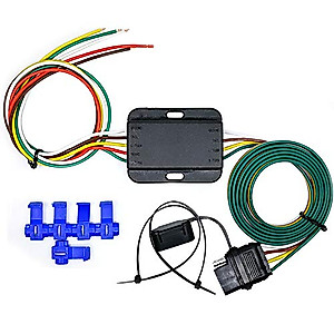 CARROFIX LED Compatible Taillight Converter with 20" Inches Leads and 60" Inches 4-Wire Flat Extension Vehicle End Connector