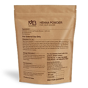 MB Herbals 100% Natural & Pure Henna Powder 454 Gram | 16 oz / 1.00 LB | For Natural Orange-Red Hair Color | Triple Sifted | Raw | Non-Radiated |100% Pure Rajasthan Henna from Marwar region