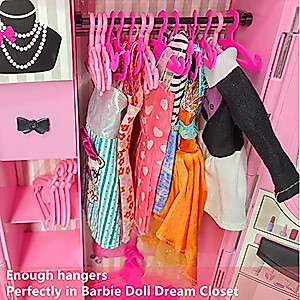 HighFun 55PCS Doll Hangers for Doll Clothes Doll Accessories for 12 inch Dolls 1 Display Rack for Show Doll Clothes