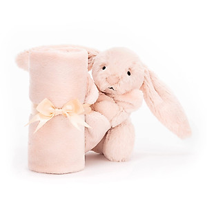 Jellycat Bashful Blush Bunny Soother, 13.5 inches | Security Blanket & Lovey for Babies | Baby Gift