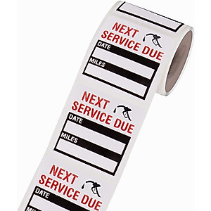 100 Pieces Oil Change Stickers，Service Reminder Labels, Auto Maintenance Service Due Reminder Stickers Labels，2 x 2 Inch, 1 Roll (Black)