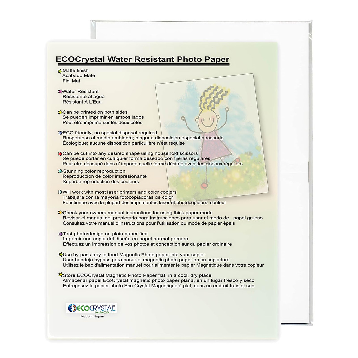 SHIKI Eco Crystal Water Resistant Laser Printer Copier Paper (without the need for laminating after printing) 30 Sheets (LTR) Made in Japan