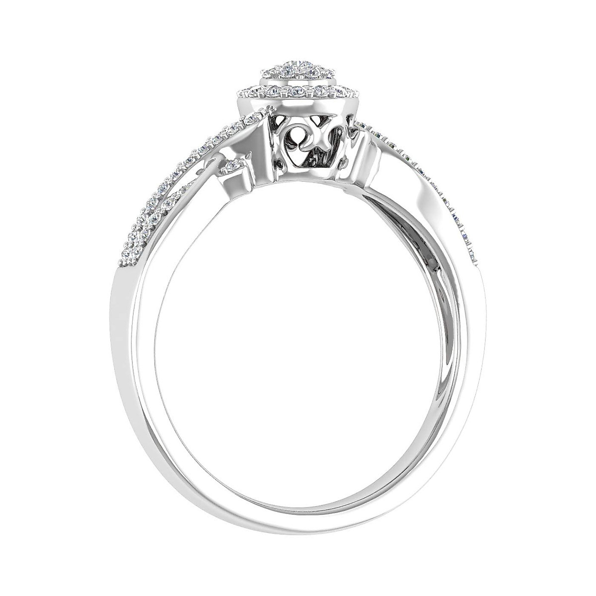 1/4 Carat Round Diamond Engagement Ring in 10K White Gold - IGI Certified (Ring Size 7.25)