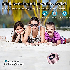 LED Touch Design Bluetooth Speaker,Portable Wireless Speakers with HD Sound / 12-Hour Playtime/Bluetooth 5.0 / Micro SD card Support speaker, for iPhone/ipad/Samsung/Tablet/Laptop/Echo dot (Rose Gold)