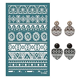 Silk Screen Stencils for Polymer Clay, Reusable Silkscreen Print Leaf Flower Polymer Clay Silkscreen Tool for Printing on Clay & Other Jewelry Clay Earrings Decoration