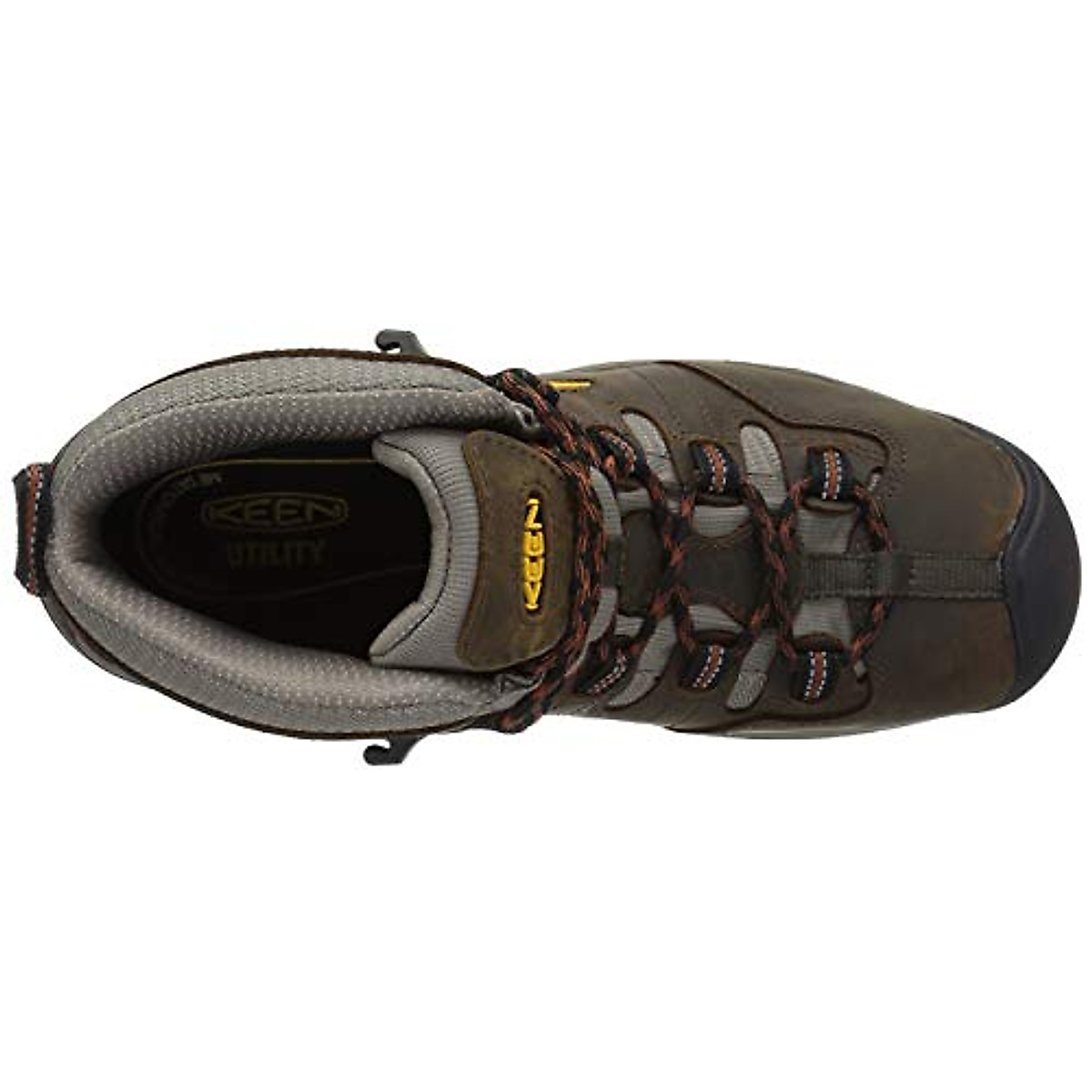 KEEN Utility Men's Detroit XT Mid Height Soft Toe Waterproof Work Boots, Black Olive/Leather Brown, 13 Wide