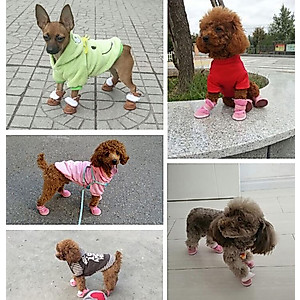 GabeFish Puppy Cute Cozy Warm Anti Slip Winter Boots for Small Medium Dogs Pets Cats Thicken Fleece Snow Shoes Pink X-Large