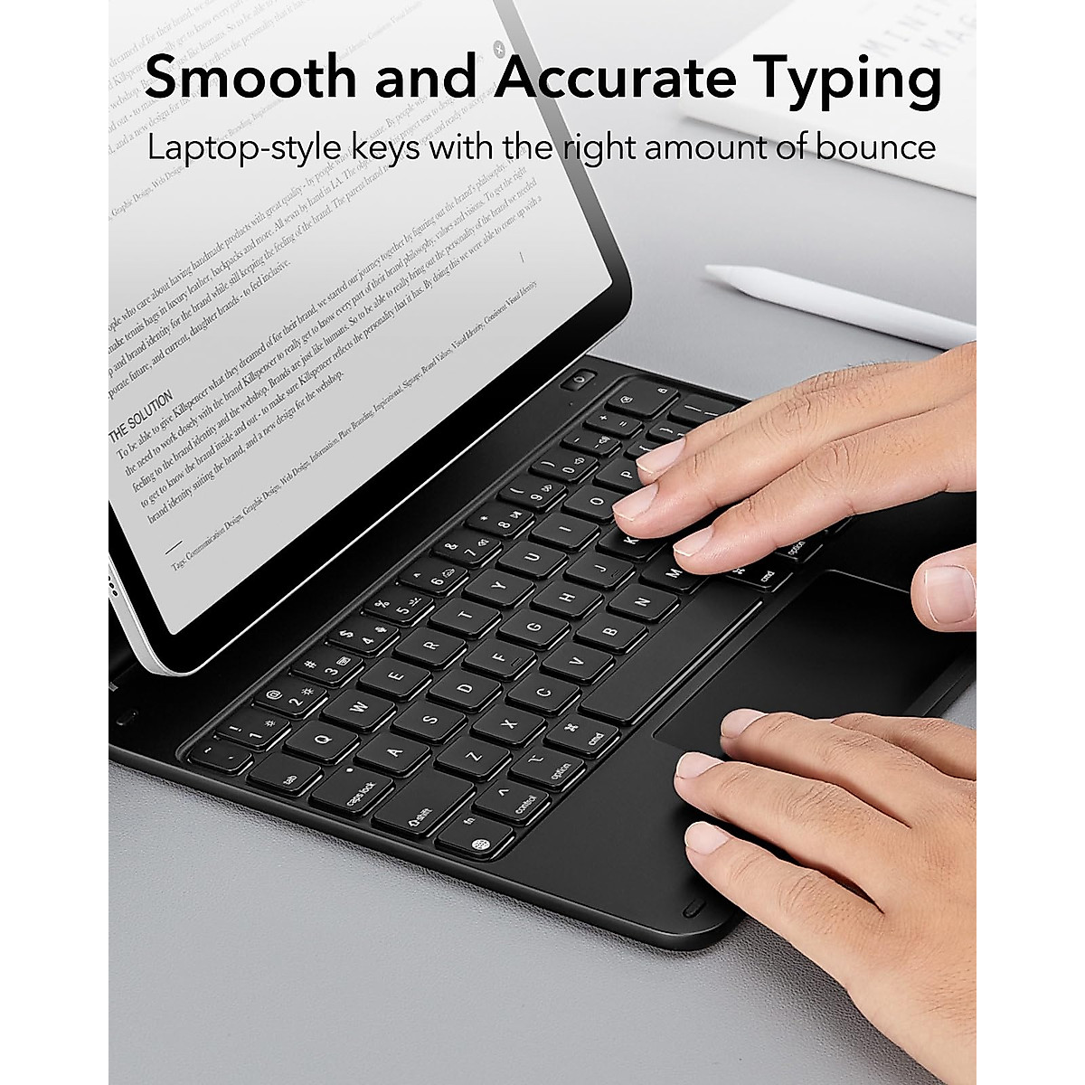 ESR iPad Air 11 inch Case with Keyboard(2024 M2), iPad Pro 11 (4th/3rd/2nd/1st Gen) & iPad Air 5th/4th Rebound Case Keyboard, Easy-Set Floating Cantilever Stand, Precision Multi-Touch Trackpad, Black