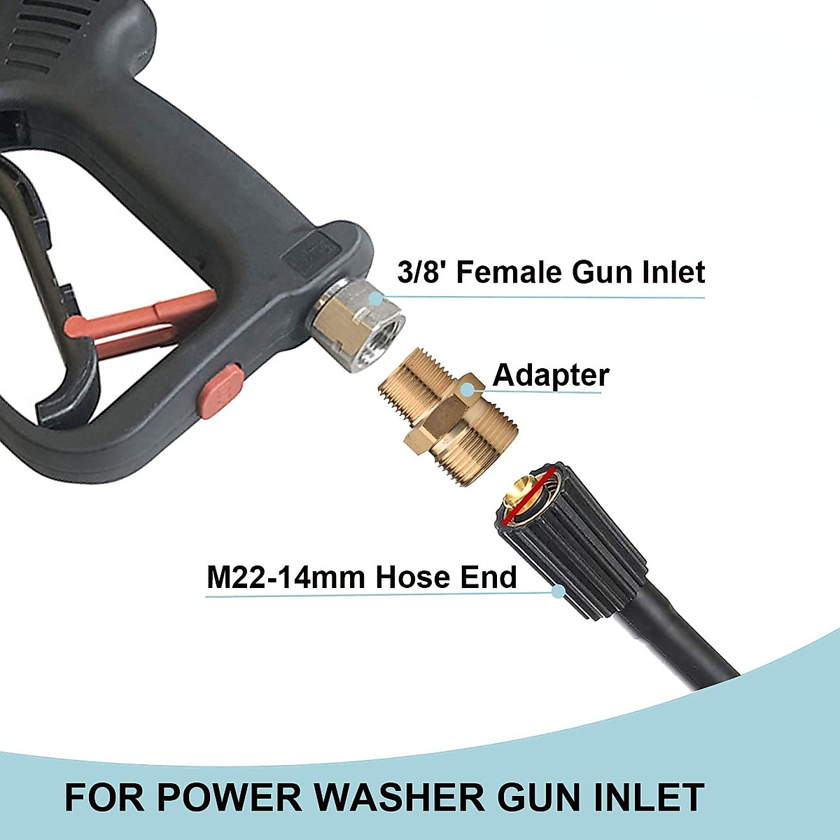 2 Pack M22 to 3/8 Inch NPT Male Pressure Washer Adapter Brass Pipe Thread Fitting 4500 PSI Compatible with Simpson, Generac, Briggs Stratton etc