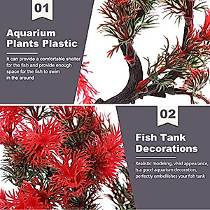 iplusmile Artificial Aquatic Plants, 9.8 inch Fish Tank Plants Decoration, Tree with Grass Aquarium Decor, Betta Fish Tank Hides Accessories for Household and Office