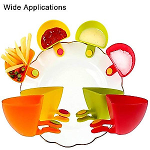 8 PCS Dip Clips, Youthful Assorted Plate Clip-on Holder Plate Clip Container Dish Colorful Dip Holder Plate Grab Clip-on Bowl for Tomato Sauce Salt Vinegar Sugar Flavor Spice Bowl - Random Color (8)