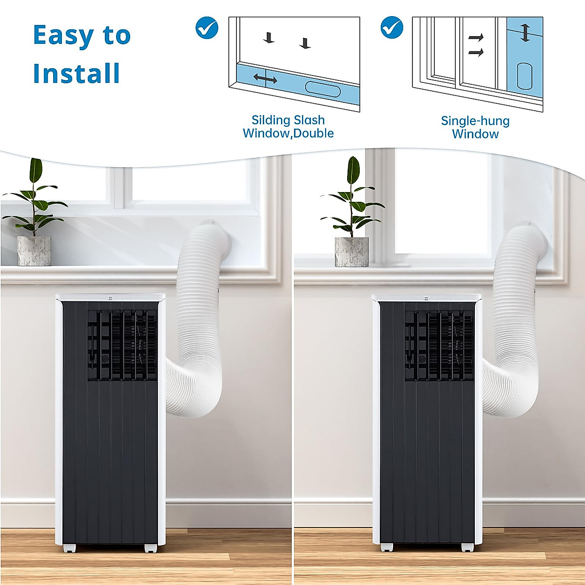 Takywep 8000BTU Portable Air Conditioners, 3-IN-1 Portable Conditioner with LCD Display Remote Control, Compact AC Unit Cools Rooms up to 350 Sq. Ft, 24H Timer, Sleep Mode, Portable AC for Indoor Room