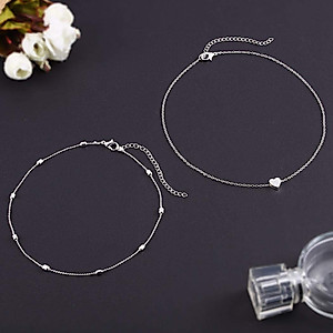 Yalice Double Layered Heart Necklace Chain Ball Satellite Choker Necklaces Jewelry for Women(Silver)