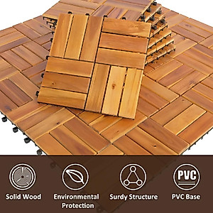 12 Slats Style, Pack of 9 Pieces, Premium Wood(Not Softwood Fir/Pine) Interlocking Deck Tiles, Patio Pavers Floor, Flooring, Decor, D.I.Y, Decking, Wholesales, 8.72 Square Feet, Brown(Sale Off 3 Days)