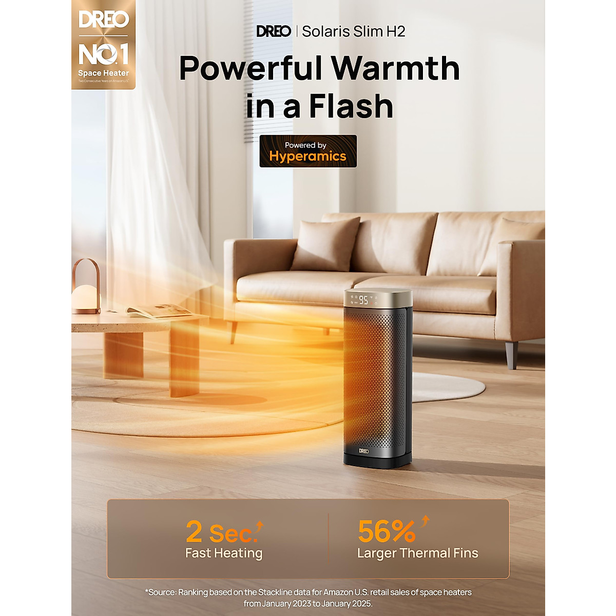 Dreo Space Heaters for Indoor Use, 1500W Fast Heating Ceramic Electric & Portable Heaters with Thermostat, 70° Oscillating with Tip-over & Overheat Protection, Remote, 12H Timer, for Office Bedroom