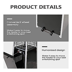 Oakmont Portable 41,000 BTU Pyramid Outdoor Patio Heater Commercial Propane Space Heater with Wheels for Garden Wedding Party, 89.4-Inch (Black)