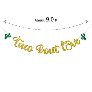 Dalaber Taco Bout Love Banner, Mexican Fiesta Theme Wedding/Engagement/Bridal Shower/Bachelorette Party Decoration Banner, It's Time to Fiesta Party Banner Photo Booth Props