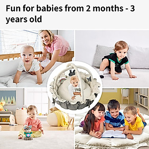 Aokeyee 5 in 1 Thick and Plush Baby Play Gym Mat,Activity Gym & Play Mat with Moon Pillow,Convertible Stage-Based Developmental from Baby to Toddler