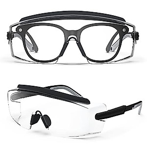 TOREGE Safety Glasses Over Glasses, Anti Fog Safety Glasses With Adjustable Frame And Temples,Fit Well Over Eyeglasses (Black)