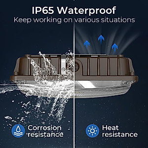 CINOTON 42W LED Barn Light Dusk to Dawn Outdoor Lighting, Black 1 Pack & 60W Outdoor LED Canopy Light 2Pack