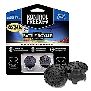 KontrolFreek FPS Freek Battle Royale Nightfall for PlayStation 4 (PS4) and PlayStation 5 (PS5) | Performance Thumbsticks | 2 High-Rise Convex Black