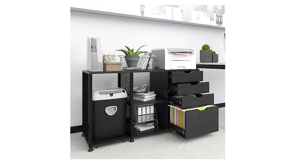 PUNCIA Office Lateral File Cabinet & Shredder Stand